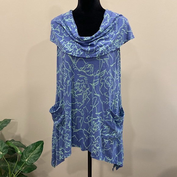 Chalet Et Ceci | Tops | Chalet Et Ceci Blue Cowl Neck Sleeveless Tunic ...